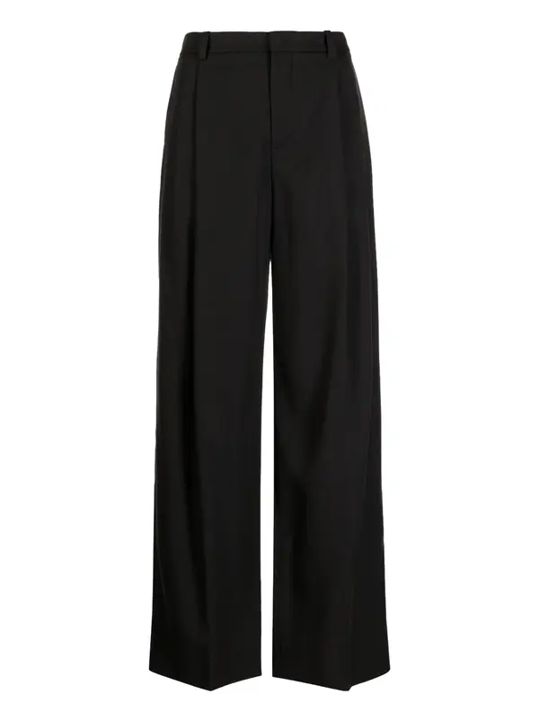 Vince Pleated Wide-leg Trousers - Black