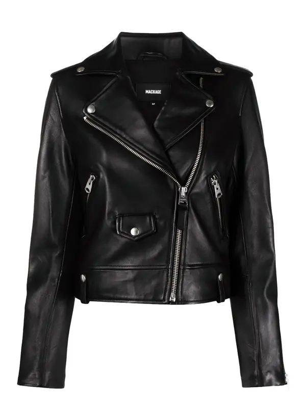 Mackage Baya Leather Biker Jacket - Black