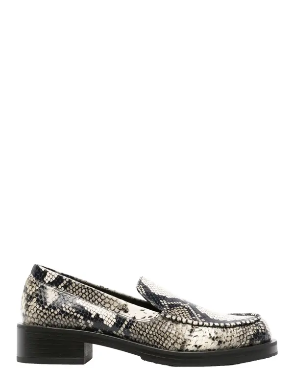 STUART WEITZMAN Snakeskin-effect Leather Loafers - Grey