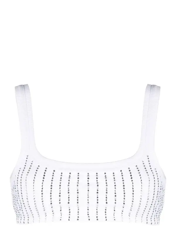 Attico Crystal-embellished Bra Top - White