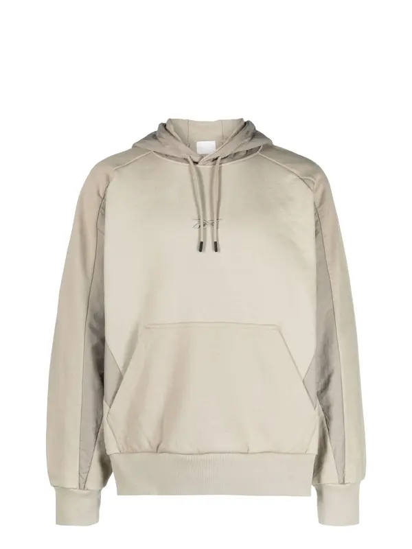 REEBOK Logo-embroidered Cotton Hoodie - Neutrals