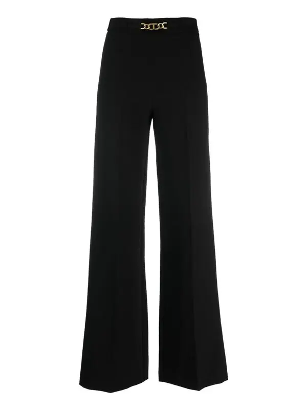 TWINSET Oval-t Chain Wide-leg Trousers - Black