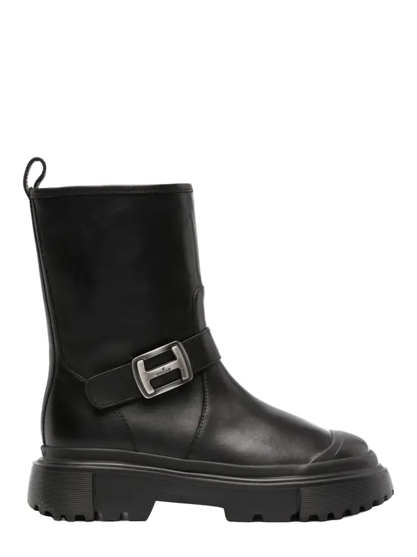 Hogan Logo-buckle 40mm Ankle Boots - Black