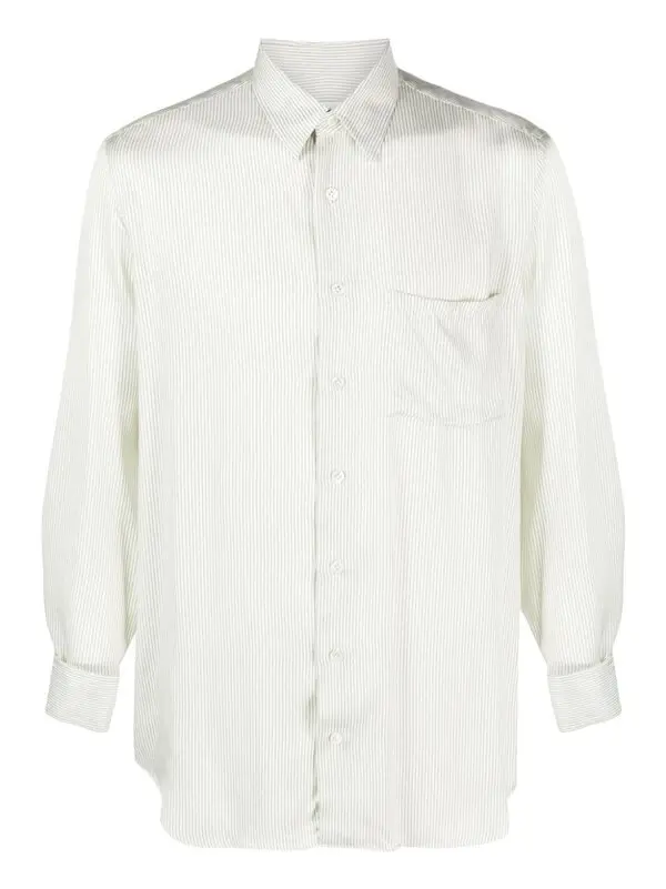 LARDINI Stripe-pattern Classic-collar Shirt - White