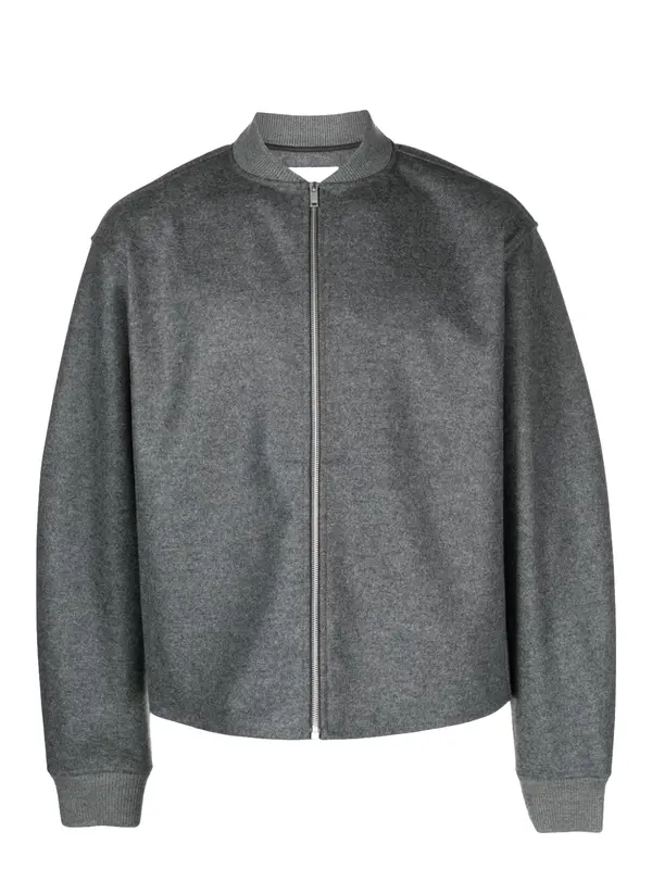 JIL SANDER Zip-up Wool Bomber Jacket - Grey