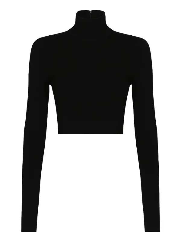 Dolce & Gabbana High-neck Crop Top - Black