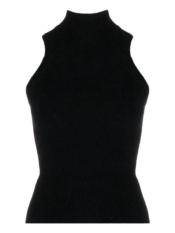 PATOU High-neck Knitted Top - Black