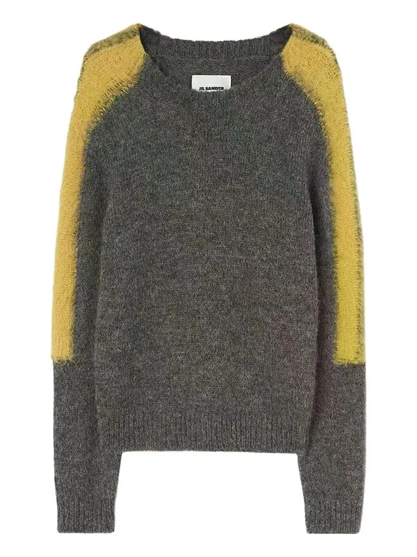 JIL SANDER Colour-block Round-neck Jumper - Grey