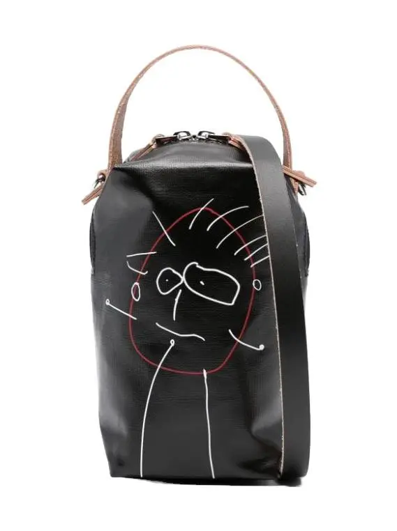 Plan C Pili And Bianca Leather Crossbody Bag - Black