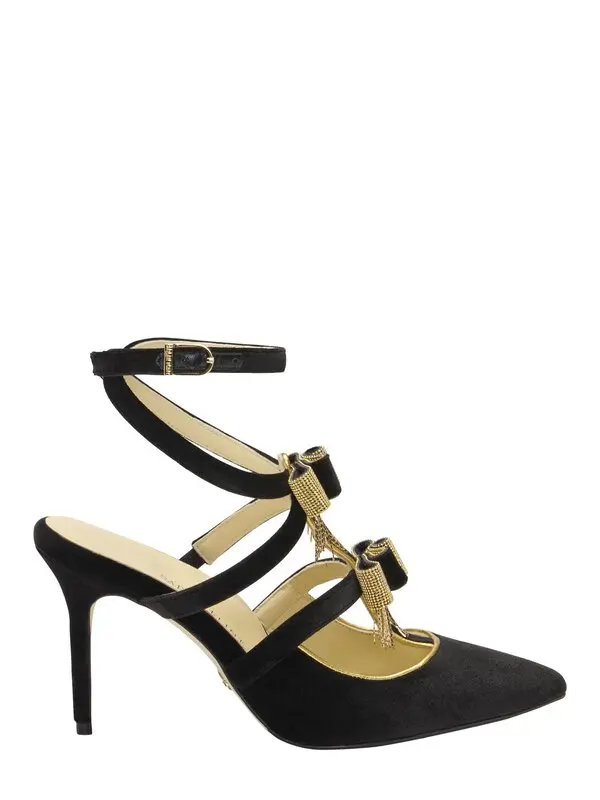 Sarah Flint Perfect Marta 85 Heels - Black Velvet & Gold Chain