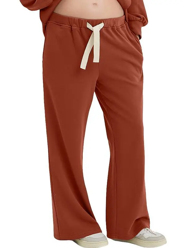 NOM MATERNITY Walker French Terry Lounge Pants - Brown