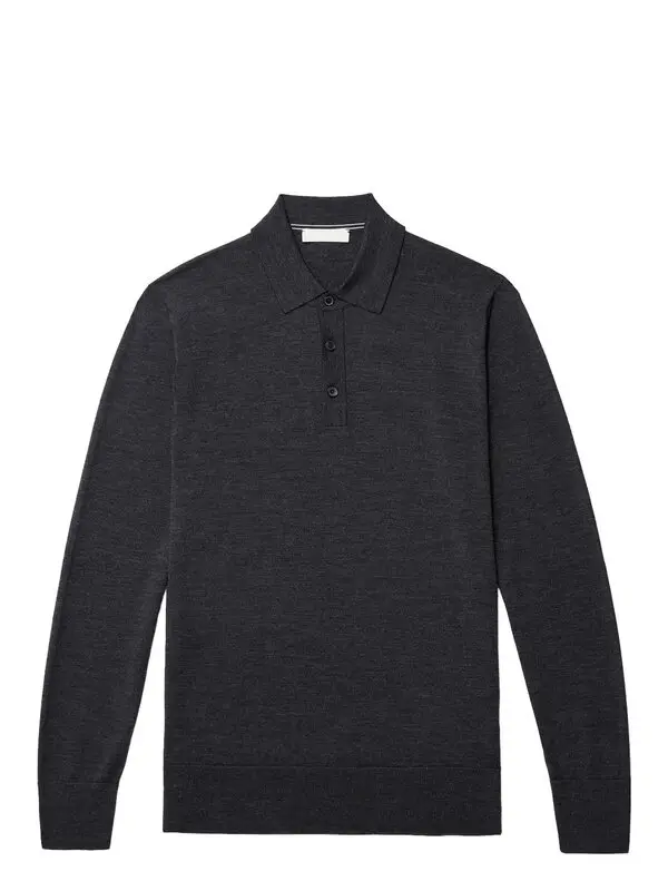 Mr P. Merino Wool Polo Shirt - Gray