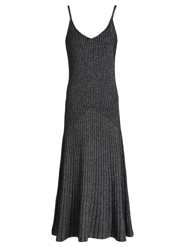N.peal Ribbed Metallic Cashmere-blend Midi Dress - Black