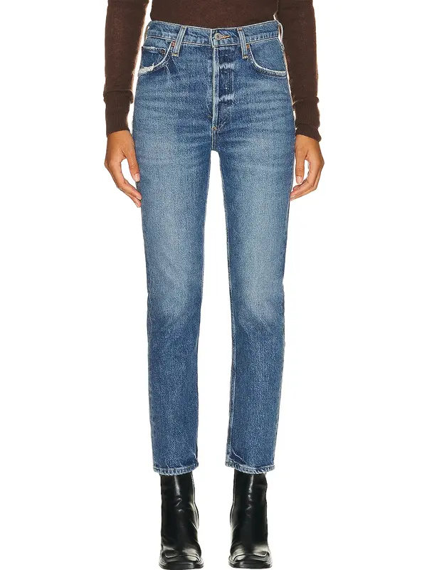 AGOLDE Riley Long High-rise Straight Leg Jeans - Moor