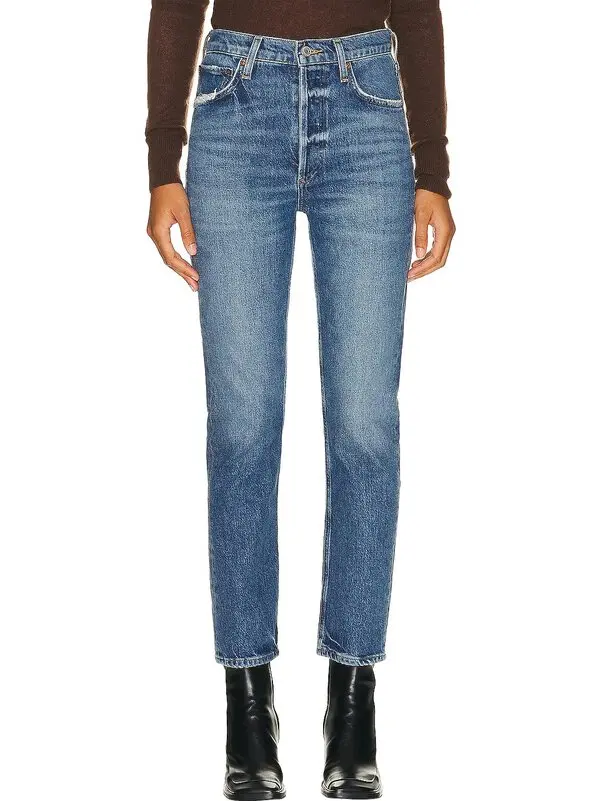 AGOLDE Riley Long High-rise Straight Leg Jeans - Moor
