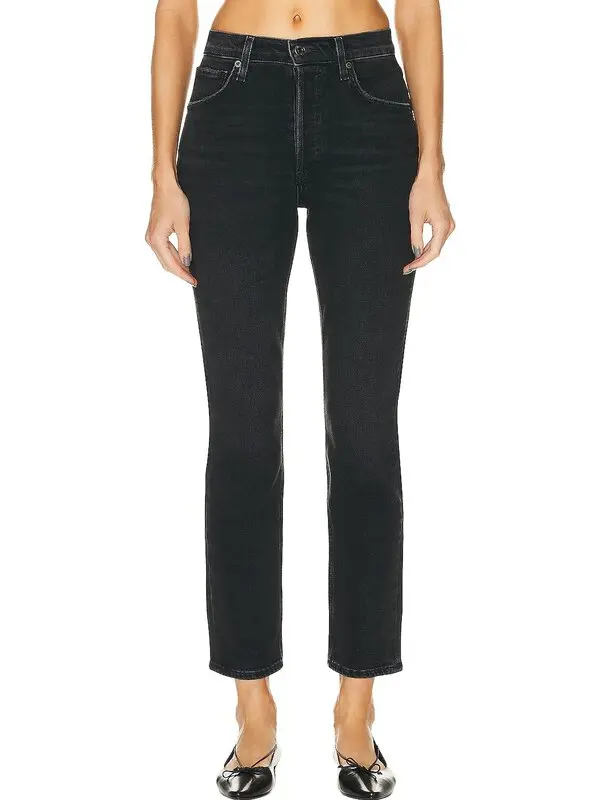 AGOLDE Riley Long High Rise Straight Jeans - Panoramic