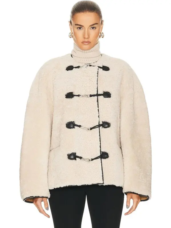 TOTEME Teddy Shearling Clasp Jacket - Off White