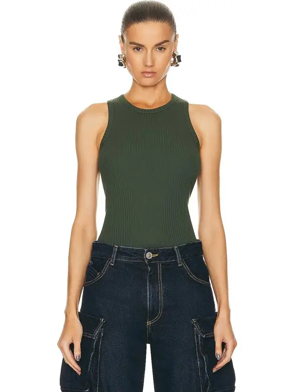 Attico Ribbed Tank - Ivy Green