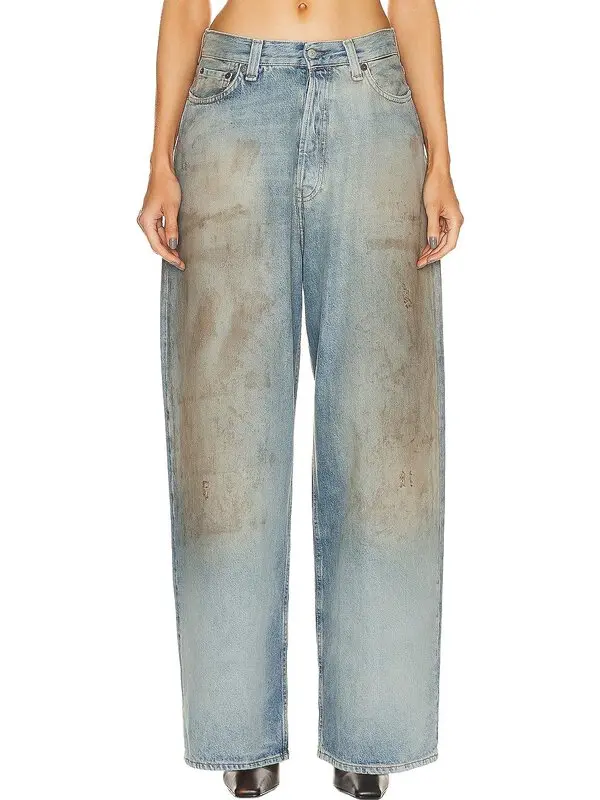 Acne Studios Dirty Look Wide Leg Jeans - Mid Blue