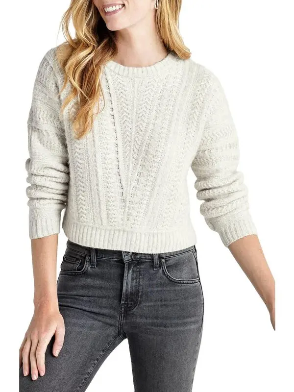 Splendid Daria Crewneck Sweater - Snow Heather
