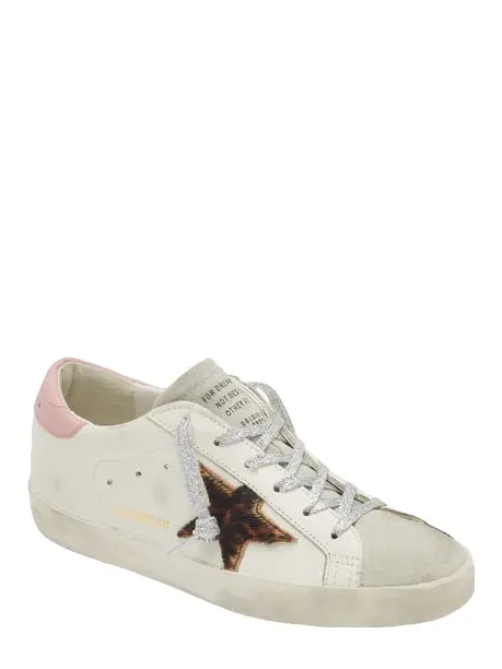 GOLDEN GOOSE Super-star Low Top Sneaker - White/leopard