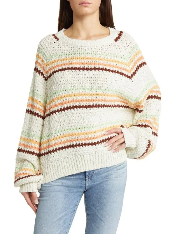 Rip Curl Holiday Tropics Stripe Sweater - Cream