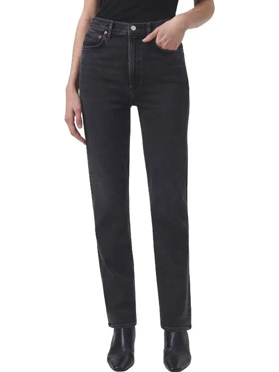 AGOLDE High Rise Stovepipe Jeans - Metal