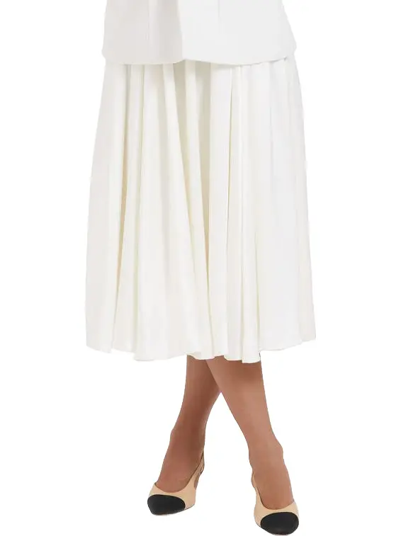 House Of Cb Suzette Satin Midi Skirt - Ivory