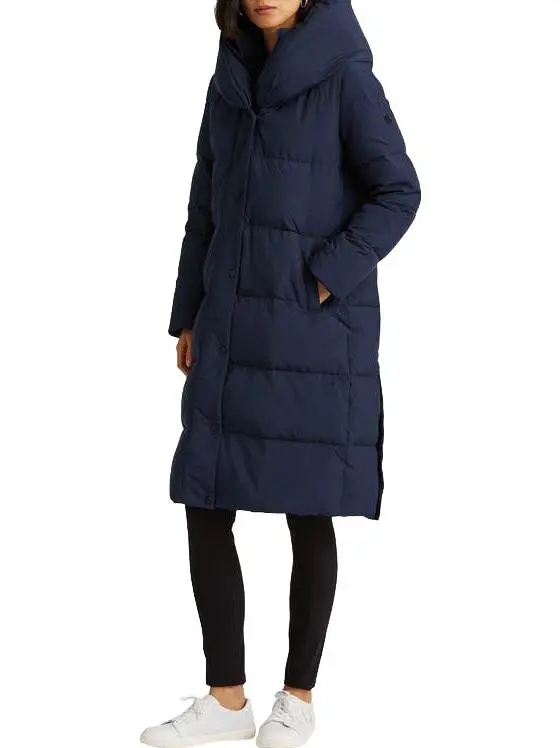 Ralph Lauren Pillow Hood Longline Puffer Jacket - Navy