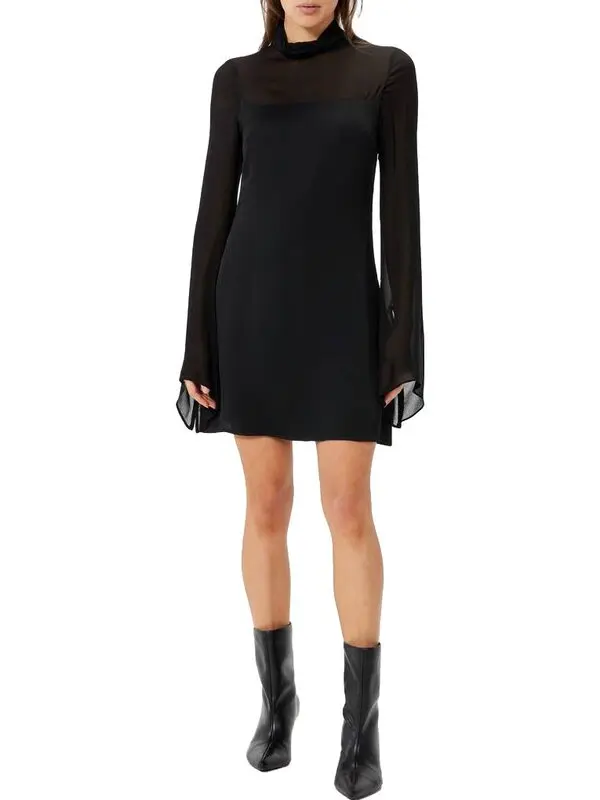 SOPHIE RUE Marceau Long Sleeve Chiffon Minidress - Black