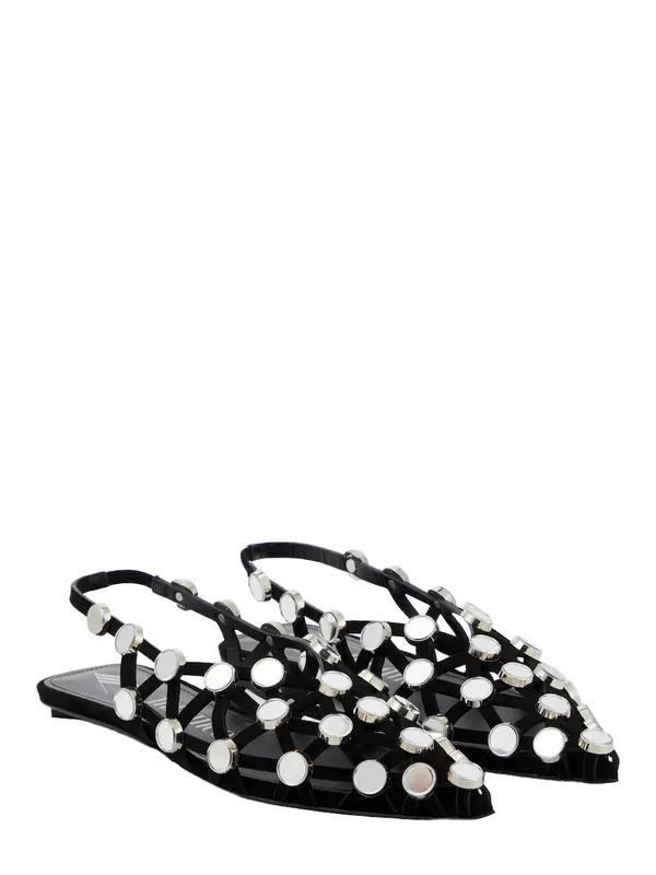 Attico Embellished Suede Ballet Flats - Black