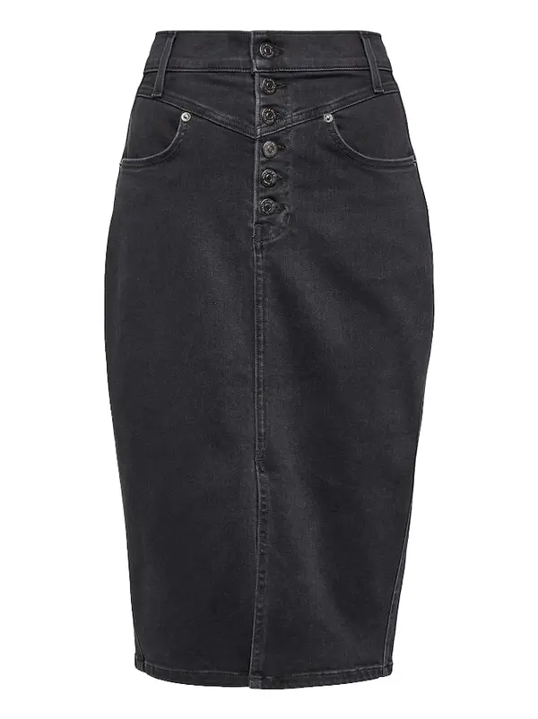 Veronica Beard Herron Denim Midi Skirt - Blue