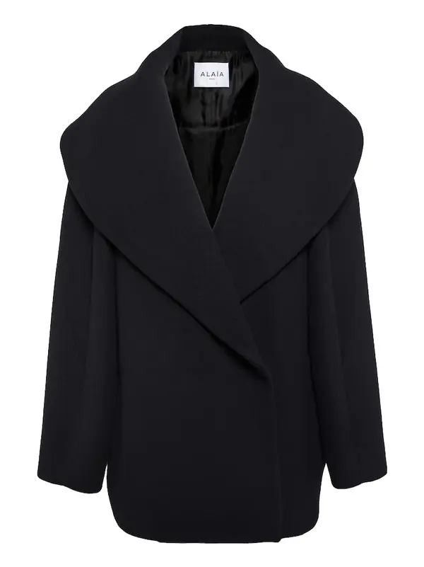 Alaïa Cocoon Wrap Virgin Wool Coat - Black