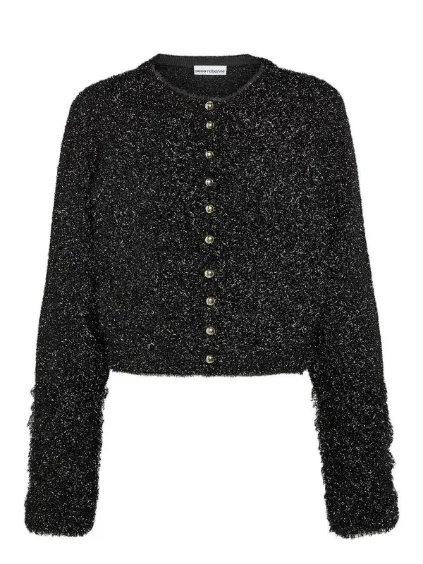 Rabanne Cropped Buttoned Cardigan - Black