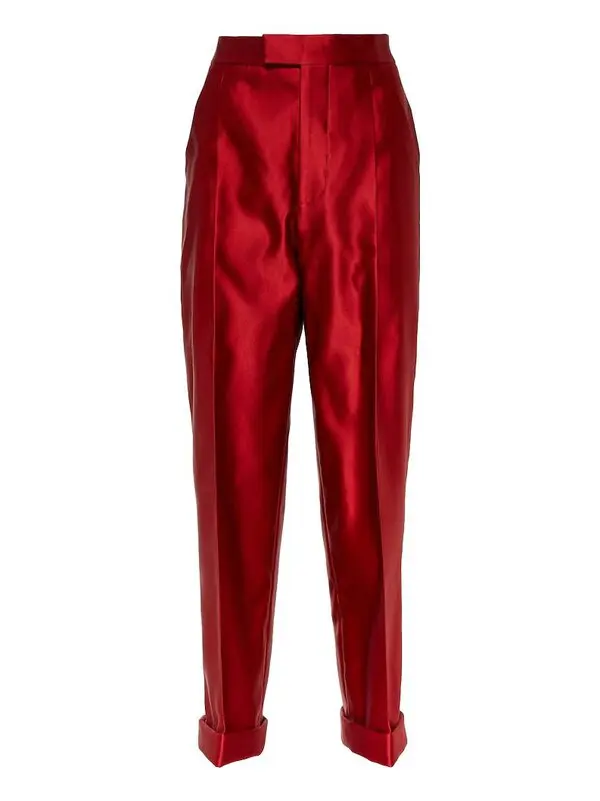 TOM FORD Silk Tapered Pants - Red
