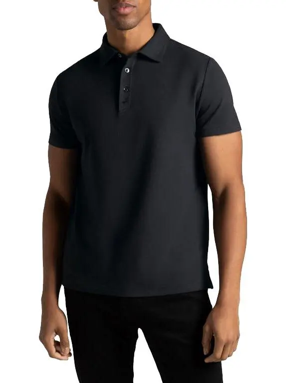 HYPERNATURAL Dagger Supima® Cotton Blend Slim Fit Polo - Magpie Black