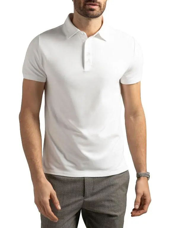 HYPERNATURAL Dagger Supima® Cotton Blend Slim Fit Polo - White