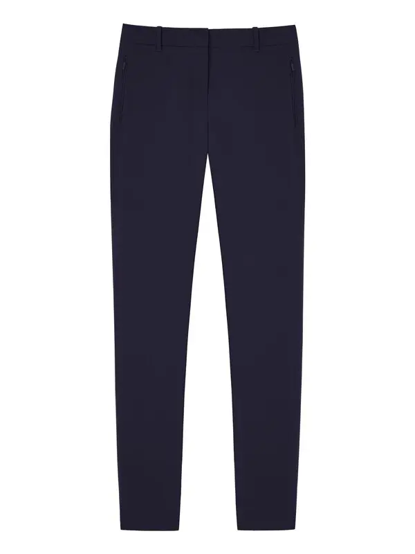 Lafayette 148 New York Stretch Mid Rise Slim Ankle Pants - Blue Ink