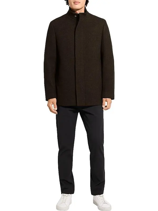 Theory Clarence Wool Melton Coat - Brownwood Melange