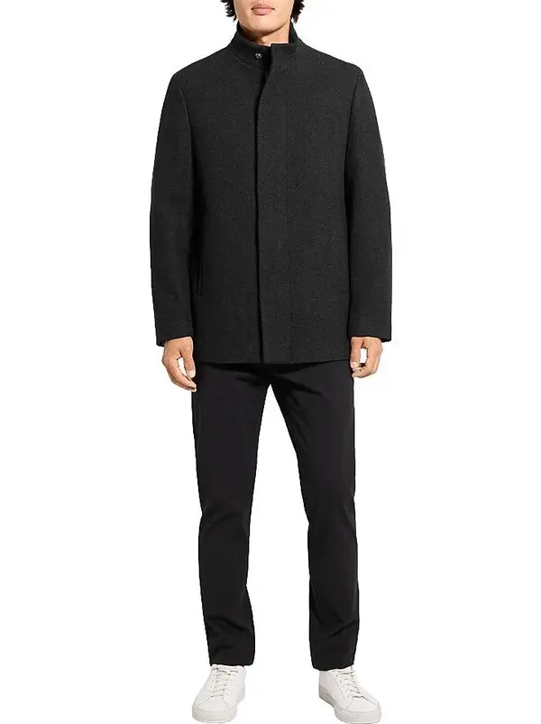 Theory Clarence Wool Melton Coat - Charcoal Melange