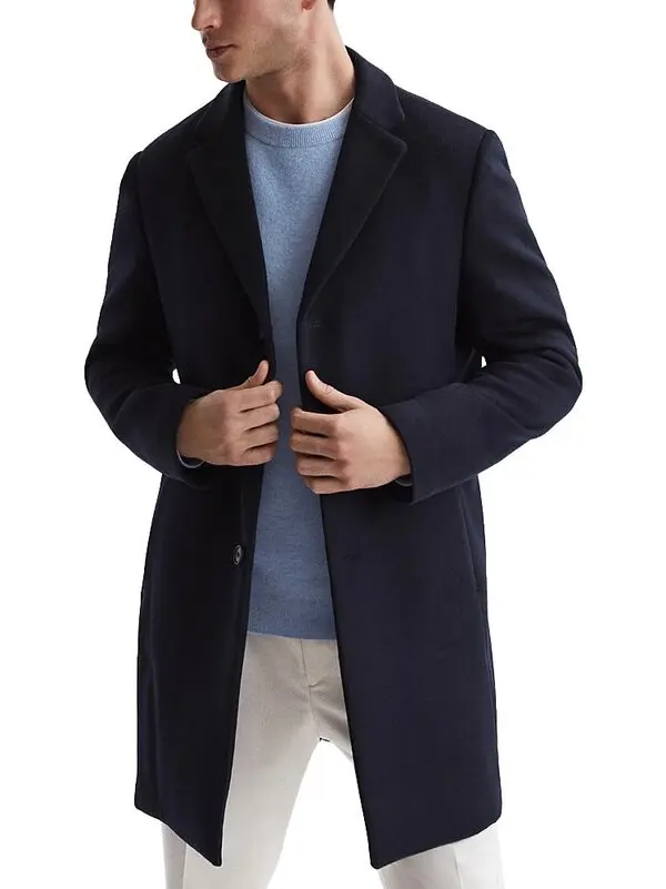 REISS Gable Overcoat - Navy