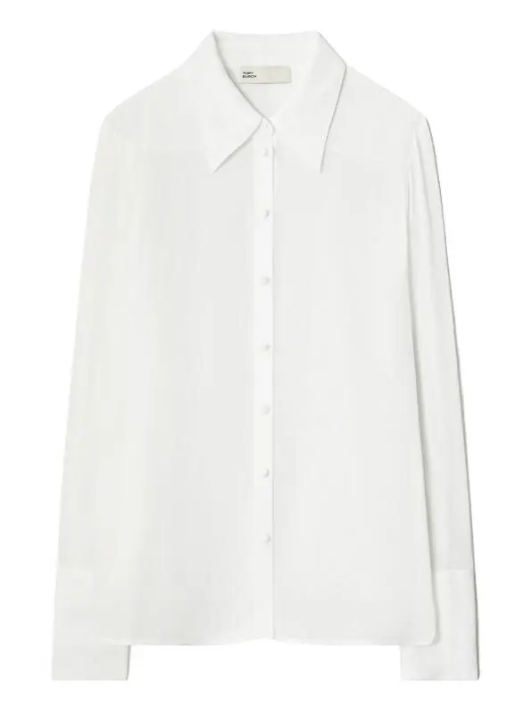 Tory Burch Cuffed Viscose Shirt - Marshmallow