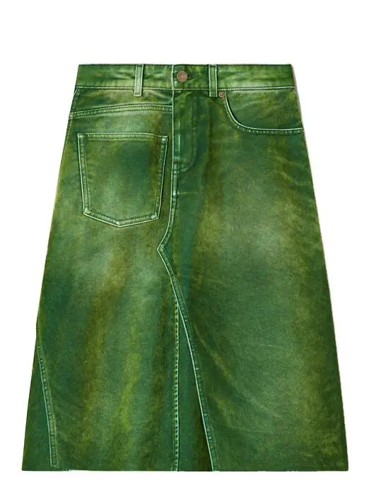 Tory Burch Deconstructed Denim A-line Skirt - Soft Emerald