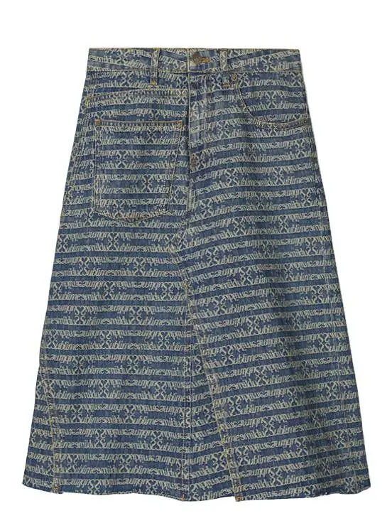 Tory Burch Deconstructed Denim A-line Skirt - Sublime Jacquard + Vintage Wash