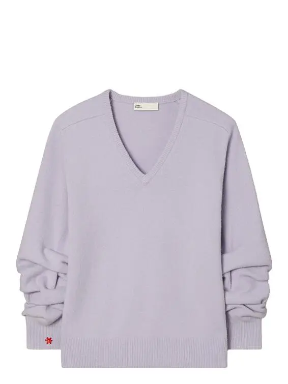 Tory Burch Wool V-neck Sweater - Lavender Dusk