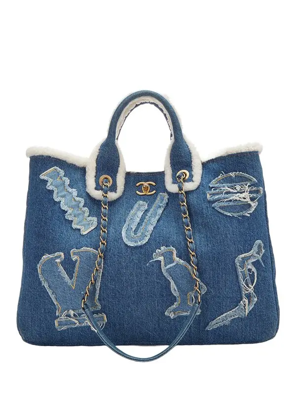 Chanel Paris-egypt & Shearling Hieroglyph Shopping Tote - Blue