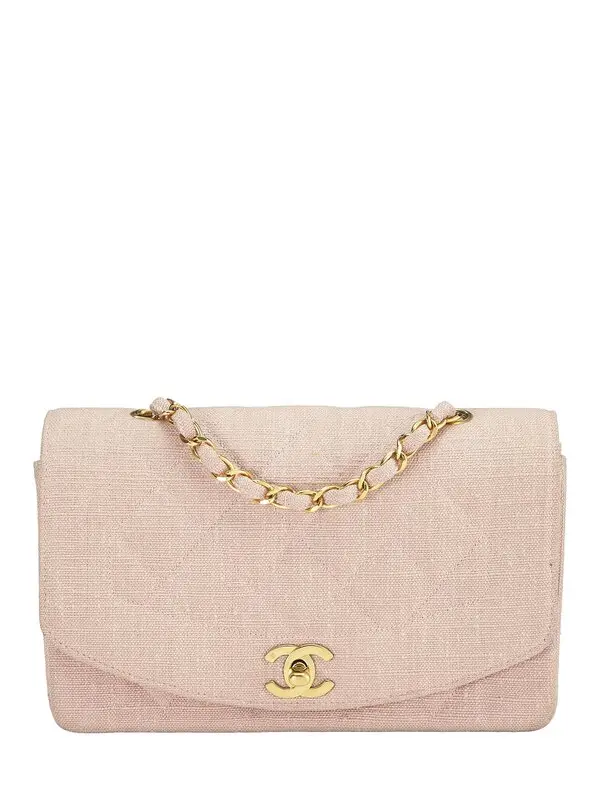 Chanel Linen Diana Flap Bag - Pink