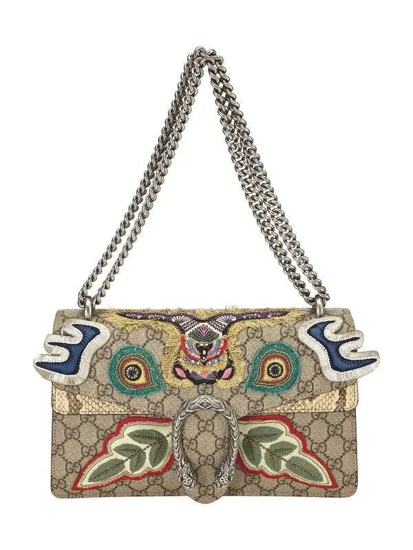 Gucci Gg Supreme Canvas Embroidered Dionysus - Brown