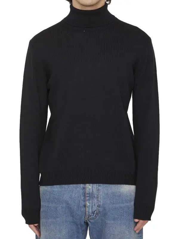 ROBERTO COLLINA Merino Wool High-neck Jumper - Black
