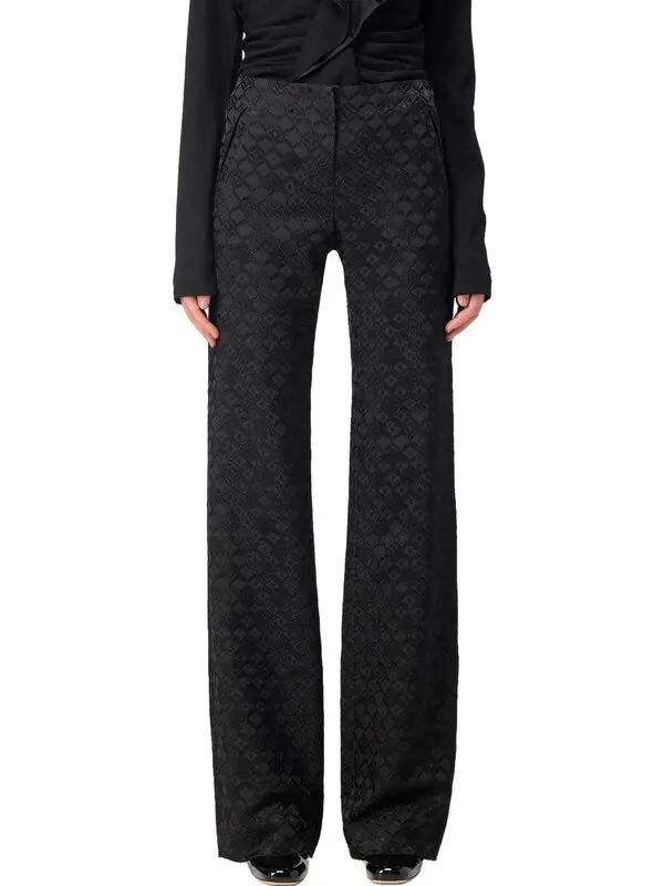 Alberta Ferretti Textured Wide Leg Trousers - Black